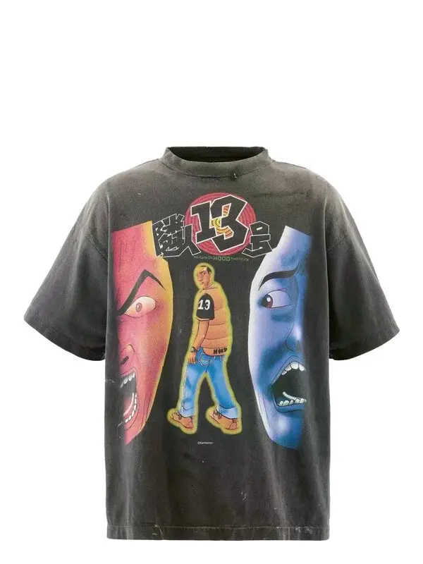 SAINT MXXXXXX X Santastic! X Geeks Rule Graphic-print Washed T-shirt - Black