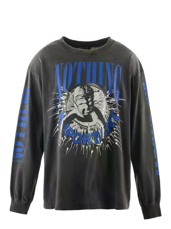 SAINT MXXXXXX X Kosuke Kawamura Graphic-print Long-sleeve T-shirt - Grey