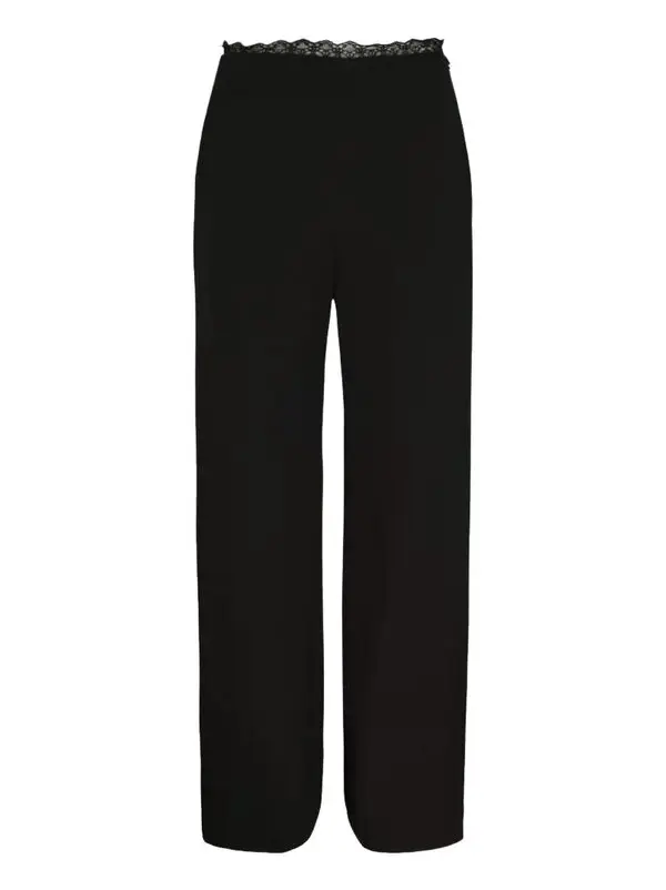 PUSHBUTTON Lace-trim Straight-leg Trousers - Black