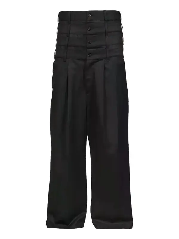3.PARADIS Four-waist Wide-leg Trousers - Black