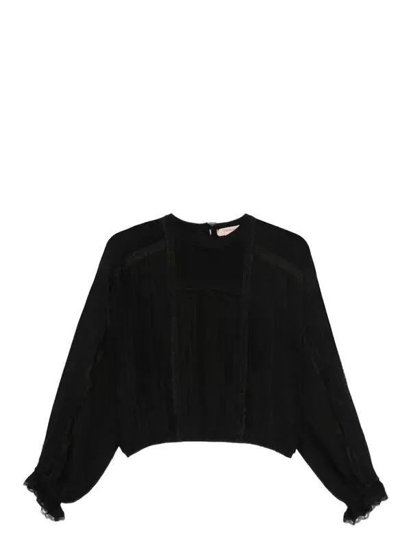 TWINSET Lace-trim Pleated Blouse - Black