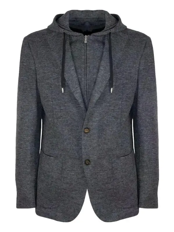 Eleventy Hooded Melange-effect Jacket - Grey