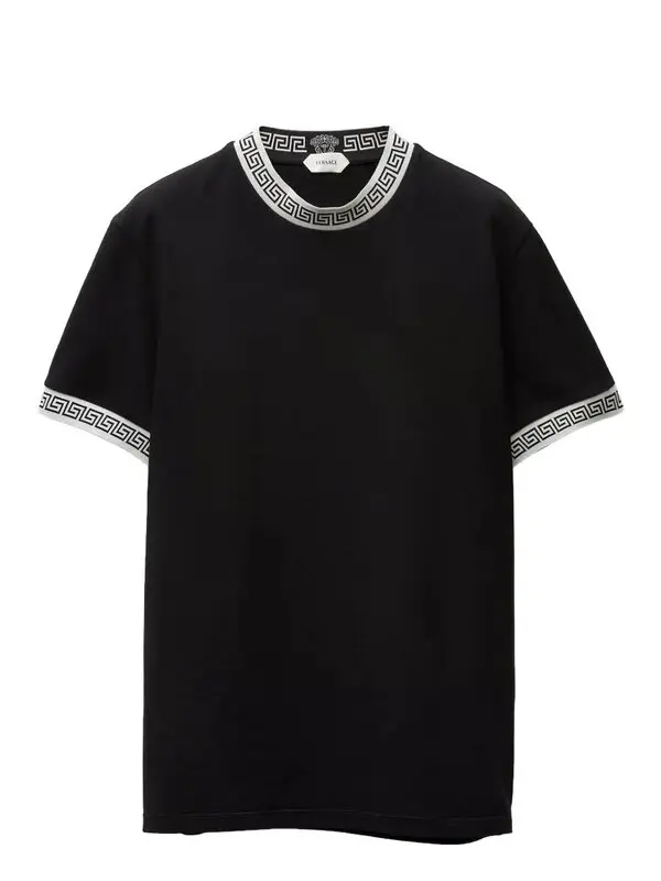 Versace Stretch Cotton-jersey Slim T-shirt - Black