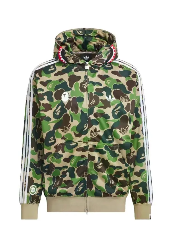Adidas X Bape Shark Camouflage-print Hoodie - Green