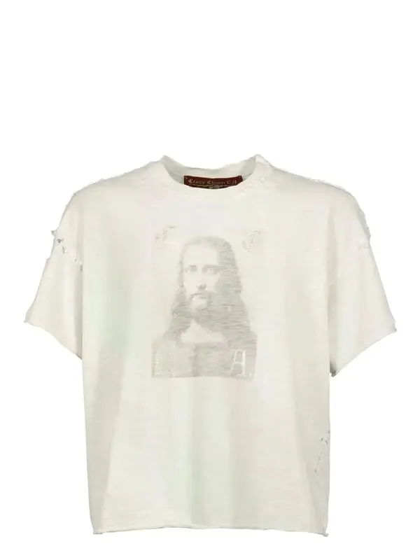 CRAZY CLOWN L.A. Graphic-print Distressed T-shirt - Neutrals