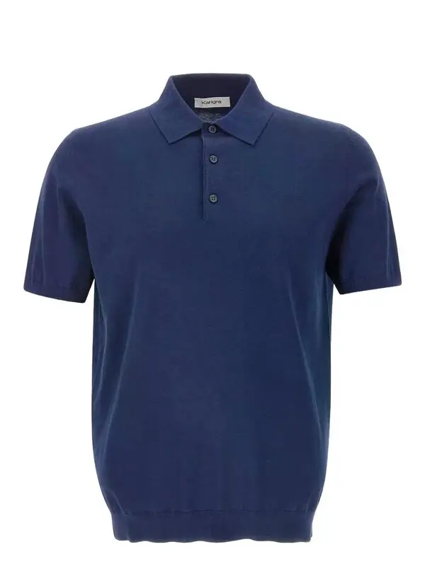 KANGRA Ribbed-trim Polo Shirt - Blue