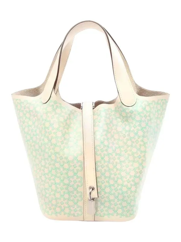Hermès Swift Lucky Daisy Picotin Lock Handbag - White