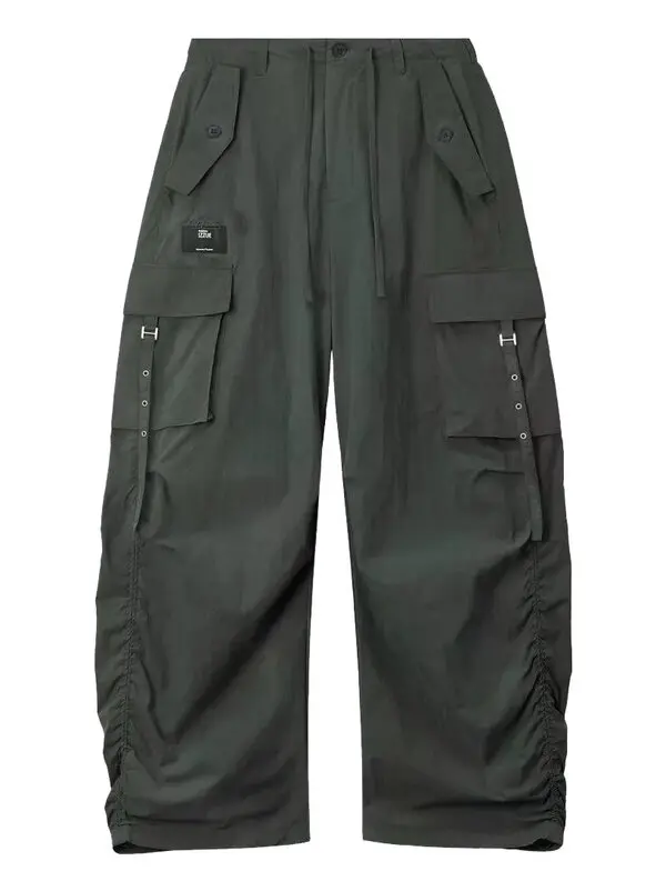 Izzue Buckle-detail Ruched Cargo Pants - Green