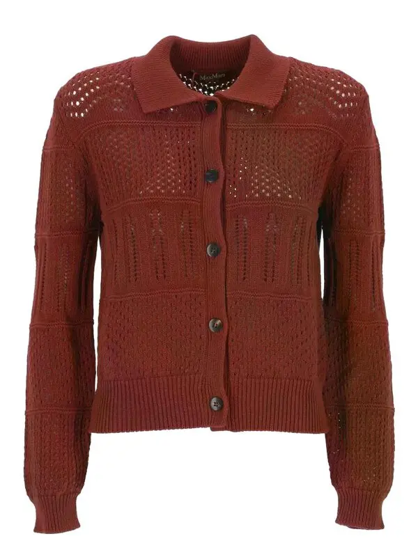 Max Mara Open-knit Button-up Cardigan - Red
