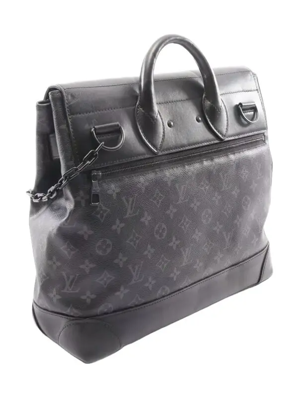 LOUIS VUITTON Monogram Eclipse Steamer Tote Bag - Black