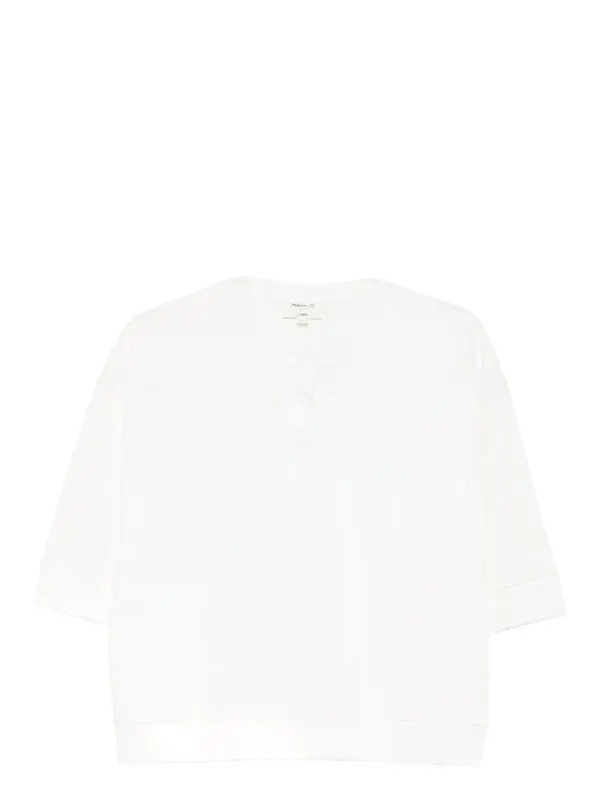 MAISON123 Laurena Henley Top - Neutrals