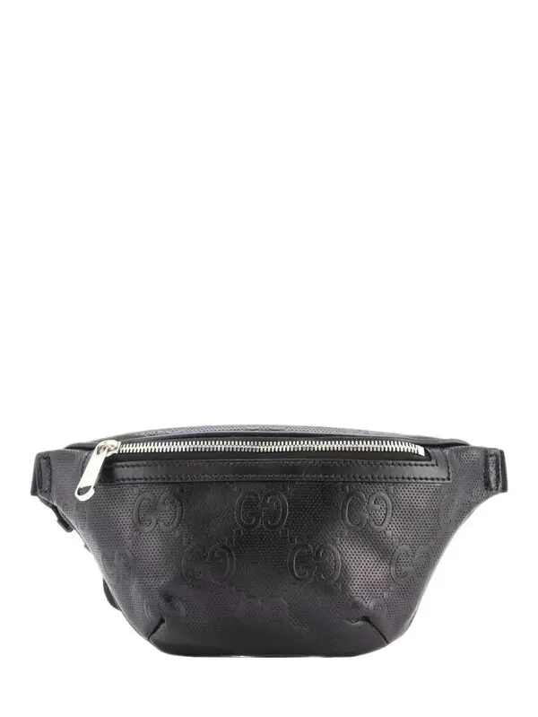 Gucci Gg Embossed Perforated Leather Small Belt Bag - Black
