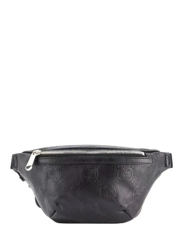 Gucci Gg Embossed Perforated Leather Small Belt Bag - Black