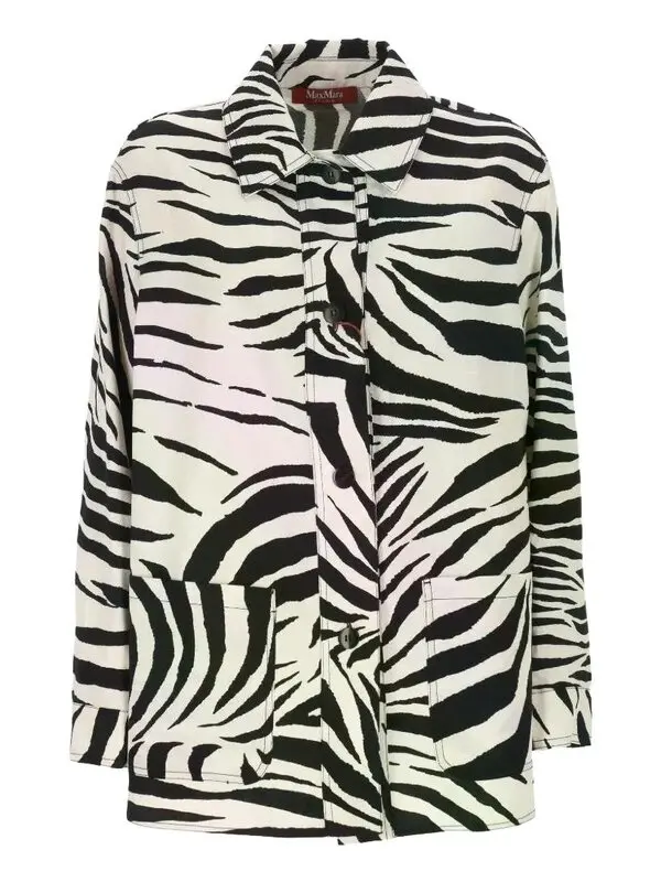 Max Mara Zebra-print Button-up Jacket - White