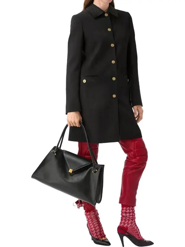 Versace Natté Wool Coat - Black