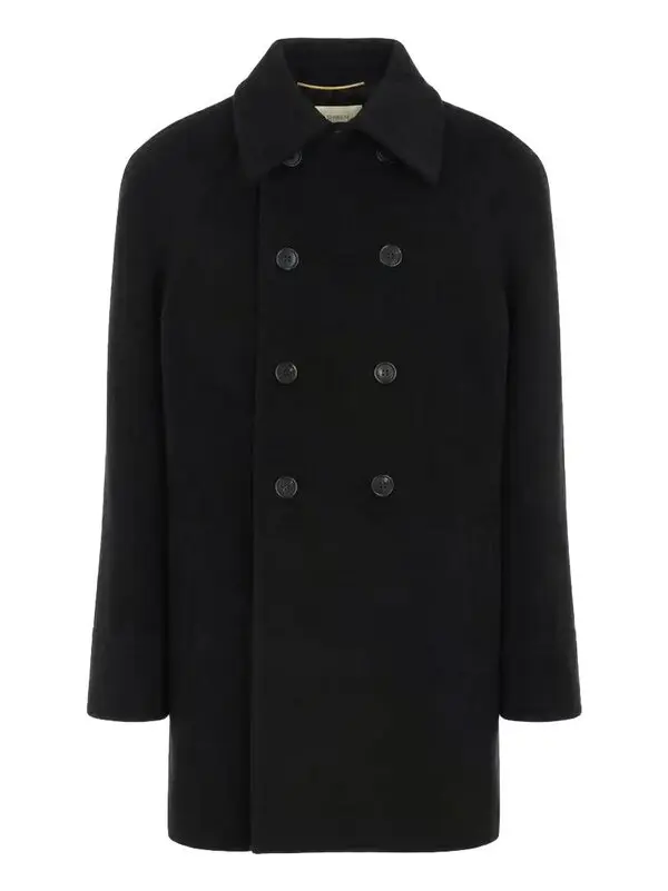Saint Laurent Double-breasted Reinforced-shoulder Coat - Black