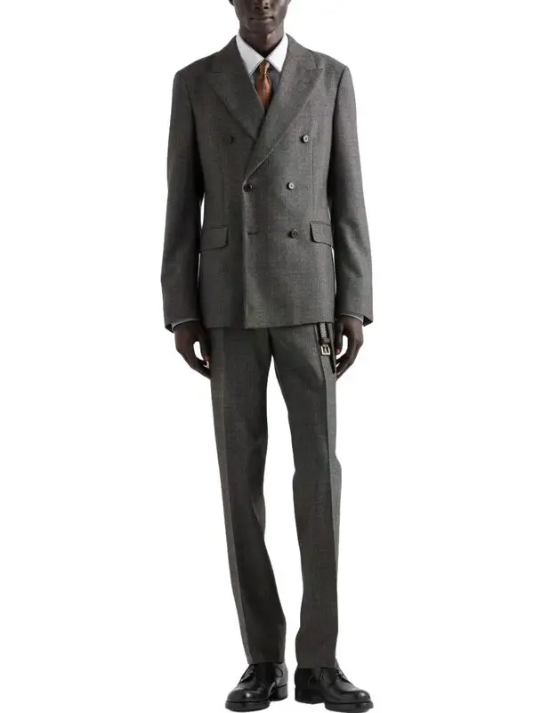 Prada Double-breasted Wool Suit - Brown