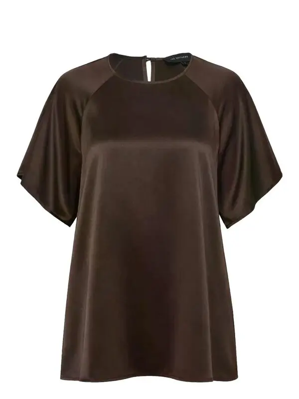 LEE MATHEWS Stella Satin-finish Raglan-sleeve Top - Brown