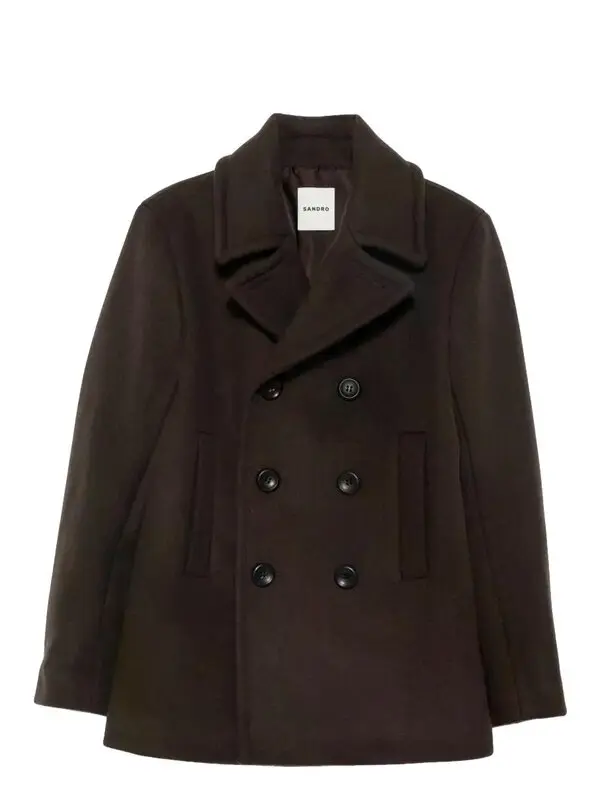 Sandro Double-breasted Welt-pocket Coat - Brown