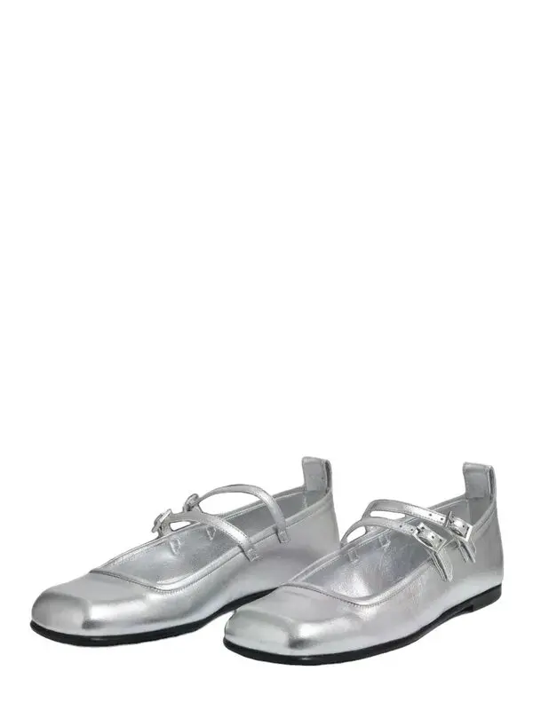NODALETO Bulla Rina Buckle Ballet Flats - Silver