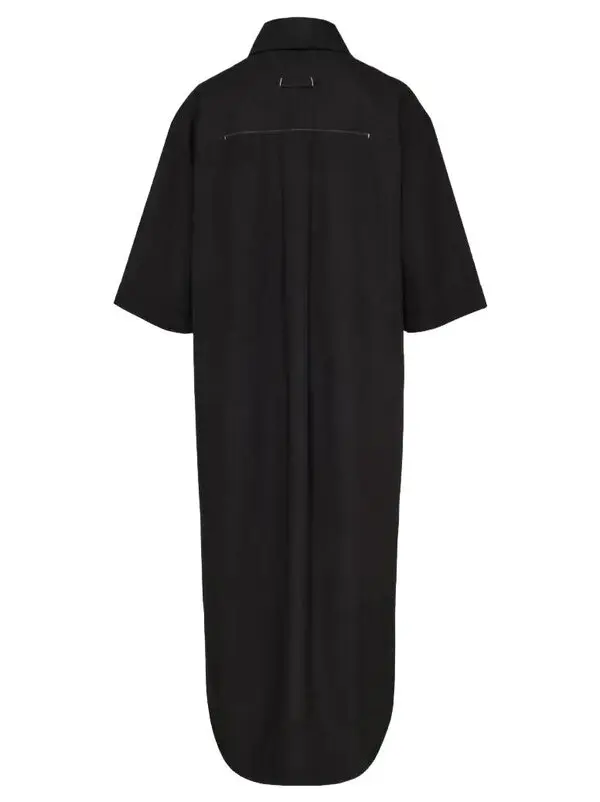 LEE MATHEWS Contrast-stitch Midi Shirt Dress - Black