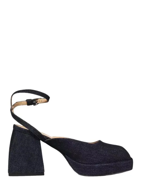 NODALETO Bulla Denim Platform Pumps - Blue
