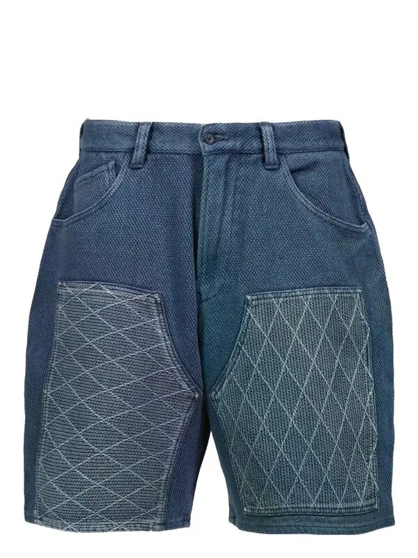 PORTER CLASSIC Kendo Diamond-quilted Shorts - Blue