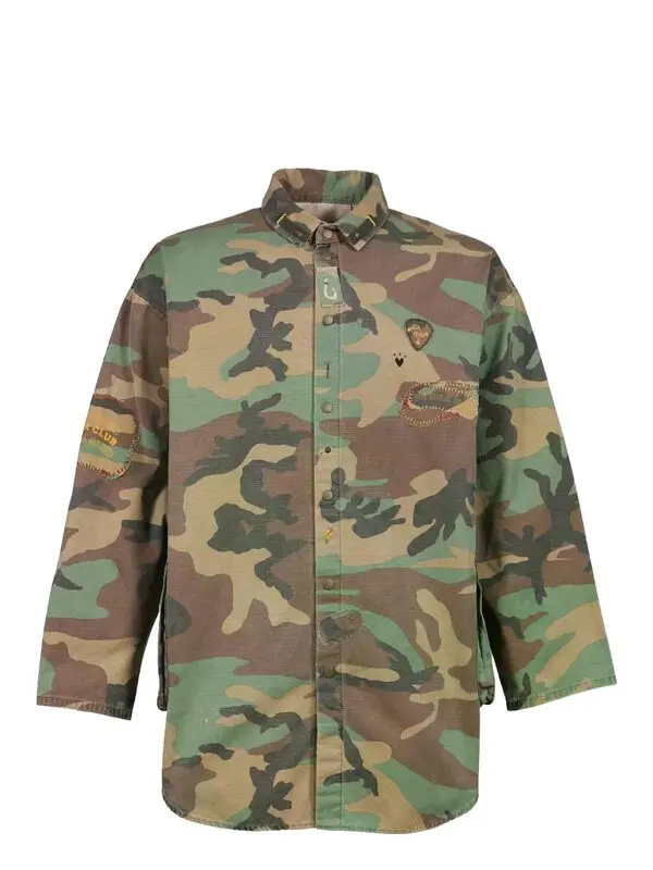 PORTER CLASSIC Camouflage-print Overshirt - Brown