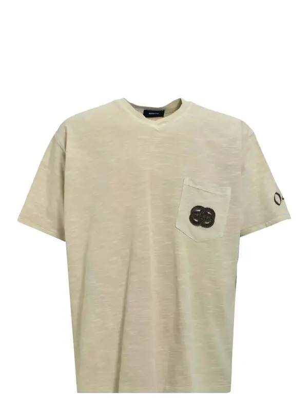 BREATH Eagle-patch V-neck T-shirt - Neutrals