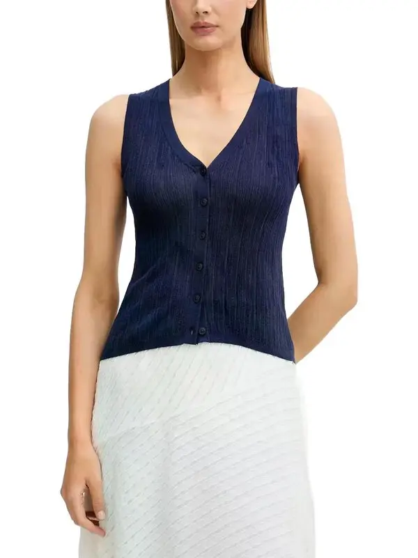 Sisley Ribbed-knit V-neck Vest - Blue