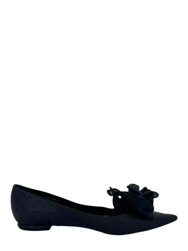 Dior Rose-embellished Pointed Ballet Flats - Black