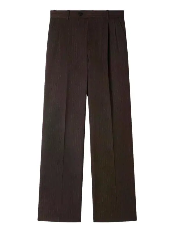 Sandro Pinstriped Straight-leg Trousers - Brown