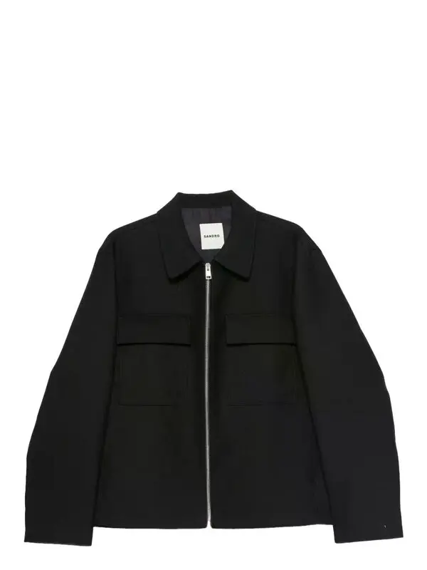 Sandro Theodore Patch-pocket Zip-up Jacket - Black