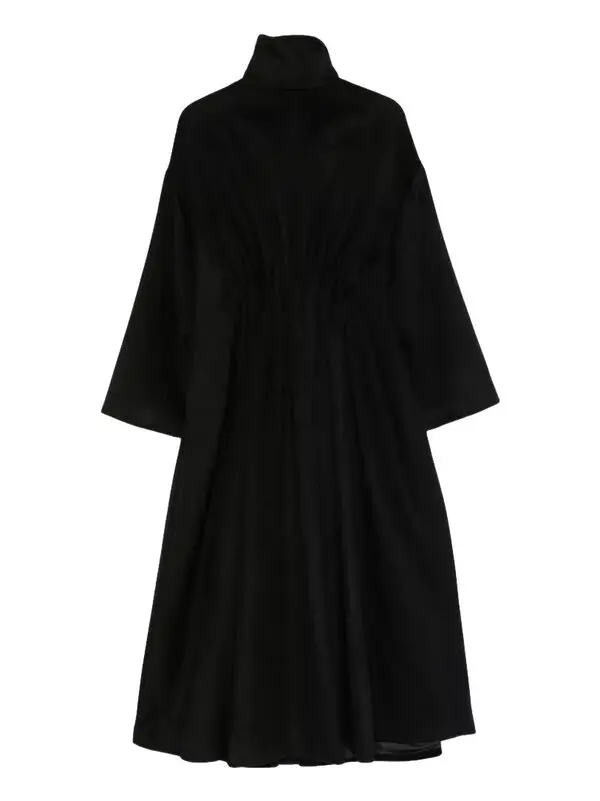 Emporio Armani Ruched-waist High-neck Coat - Black