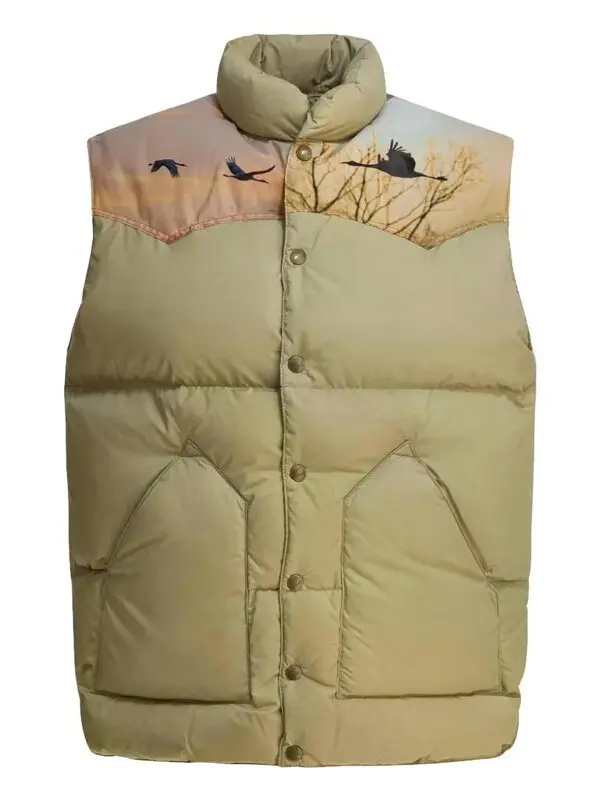Needles X Rocky Mountain Featherbed Graphic-print Padded Gilet - Neutrals