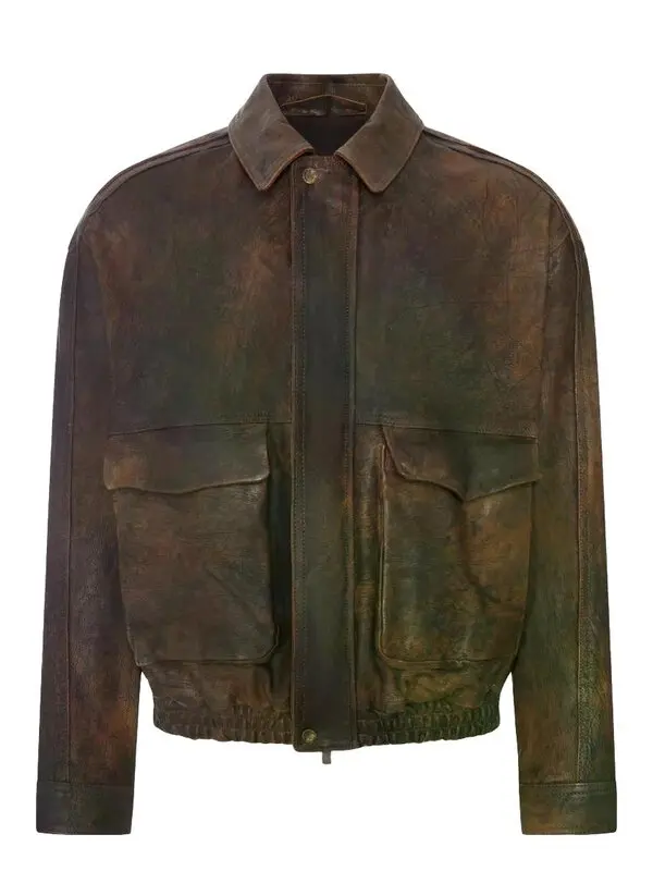 SALVATORE SANTORO Distressed-effect Leather Jacket - Brown