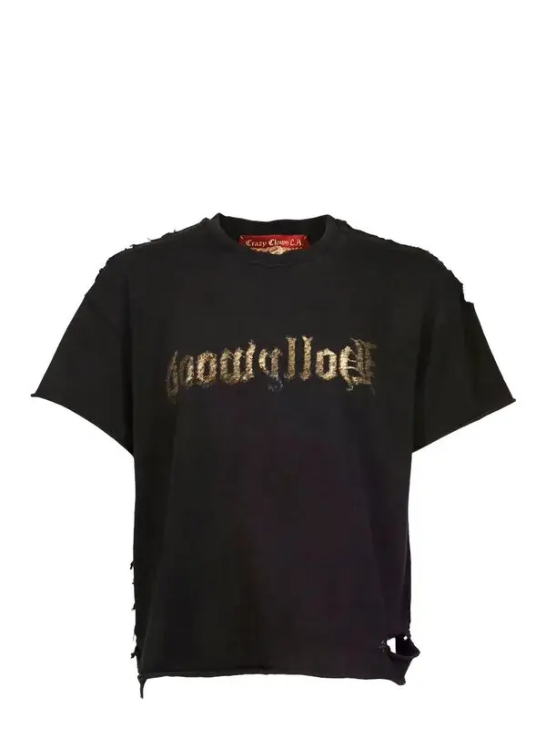 CRAZY CLOWN L.A. Distressed Graphic-print T-shirt - Black