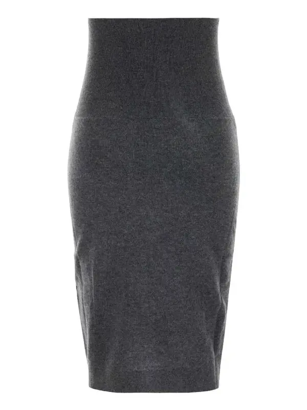 Stella McCartney Ribbed-knit Midi Skirt - Grey