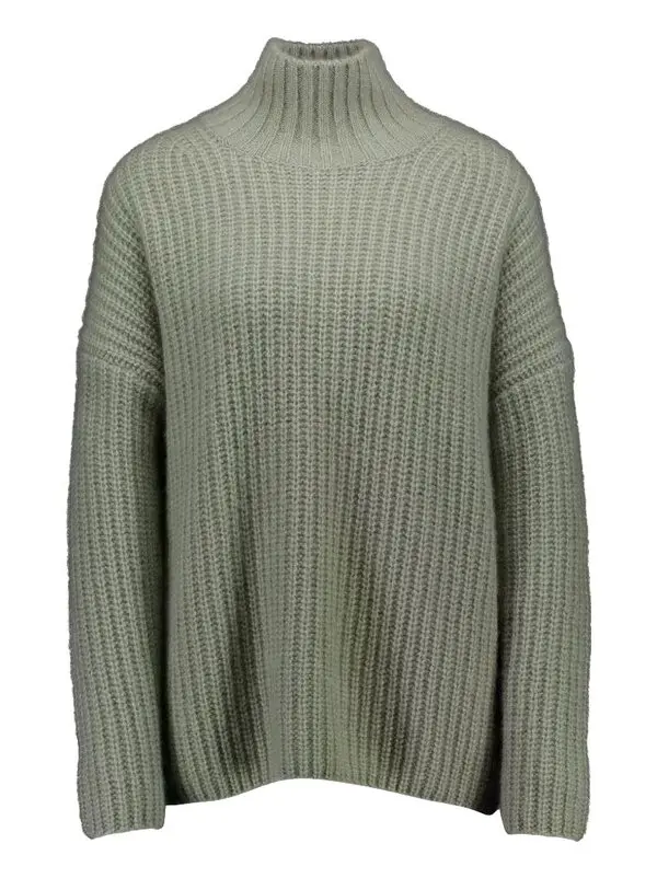 ALLUDE Ribbed-knit Mock-neck Sweater - Grey