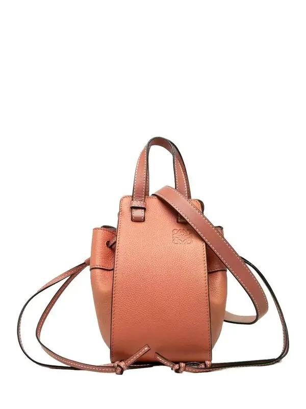 Loewe Grained Calfskin Drawstring Hammock Bag Satchel - Orange