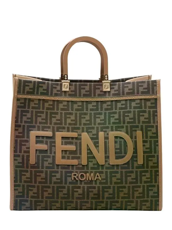 Fendi Zucca Canvas Sunshine Shopper Tote Satchel - Brown