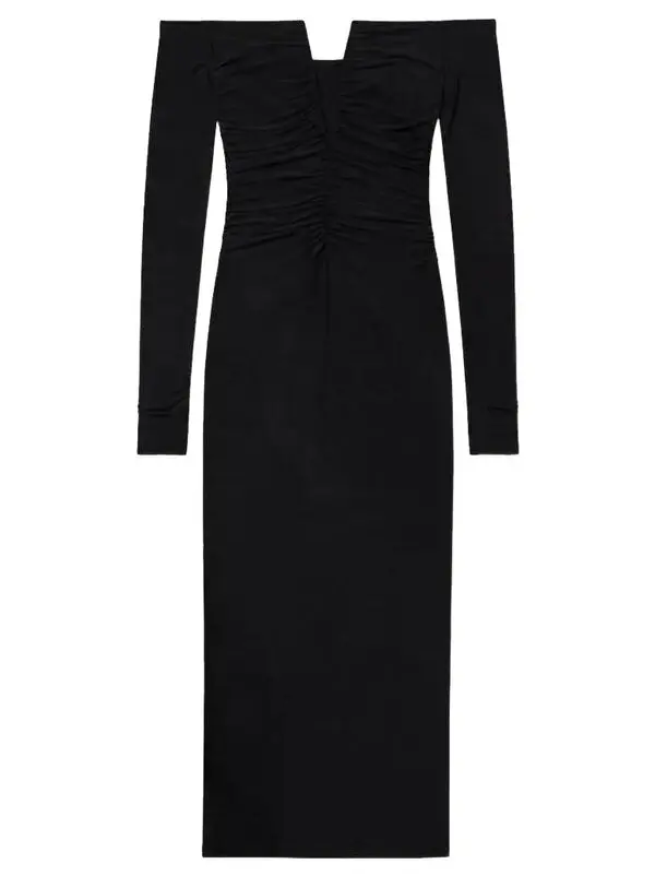 AMAZUIN Gathered Off-the-shoulder Midi Dress - Black