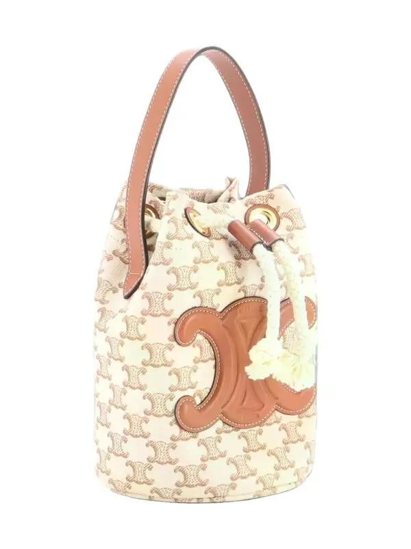 Celine Triomphe Canvas And Leather Bucket Bag - Brown