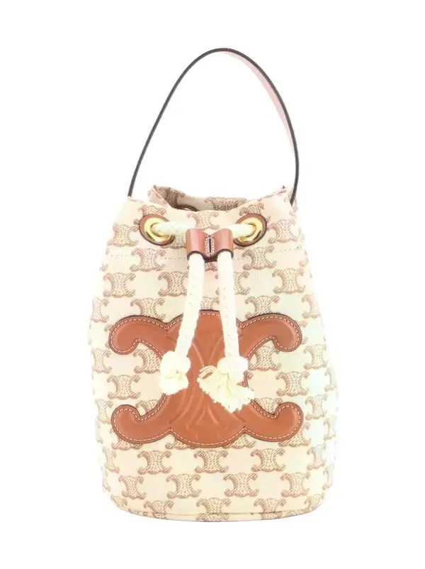 Celine Triomphe Canvas And Leather Bucket Bag - Brown