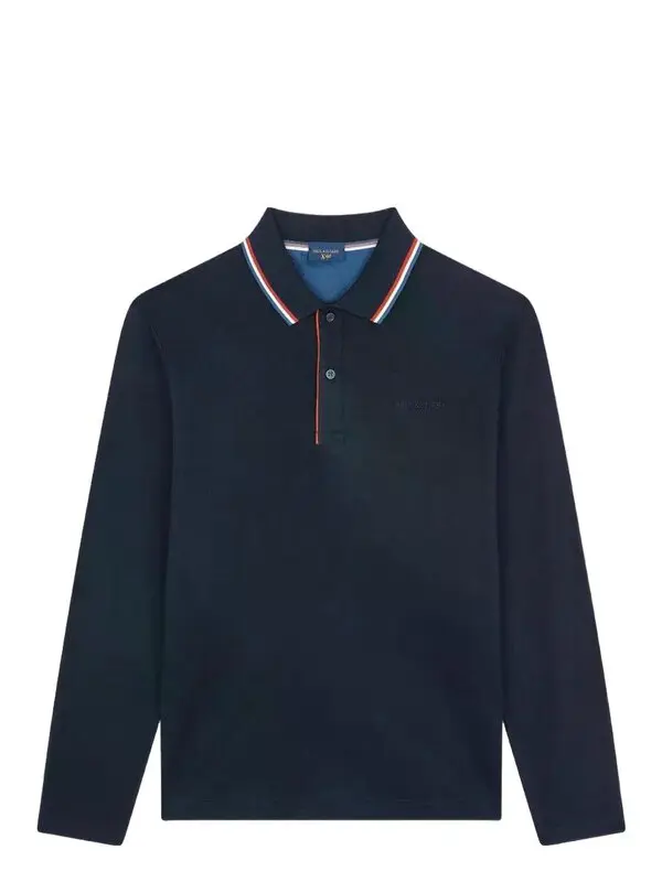Paul & Shark Striped-trim Long-sleeved Polo Shirt - Blue