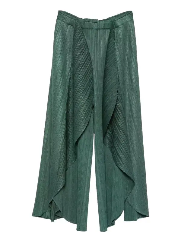Issey Miyake Pleated Draped Trousers - Green