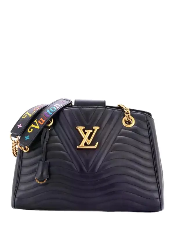 LOUIS VUITTON New Wave Chain Tote Quilted Leather Shoulder Bag - Black