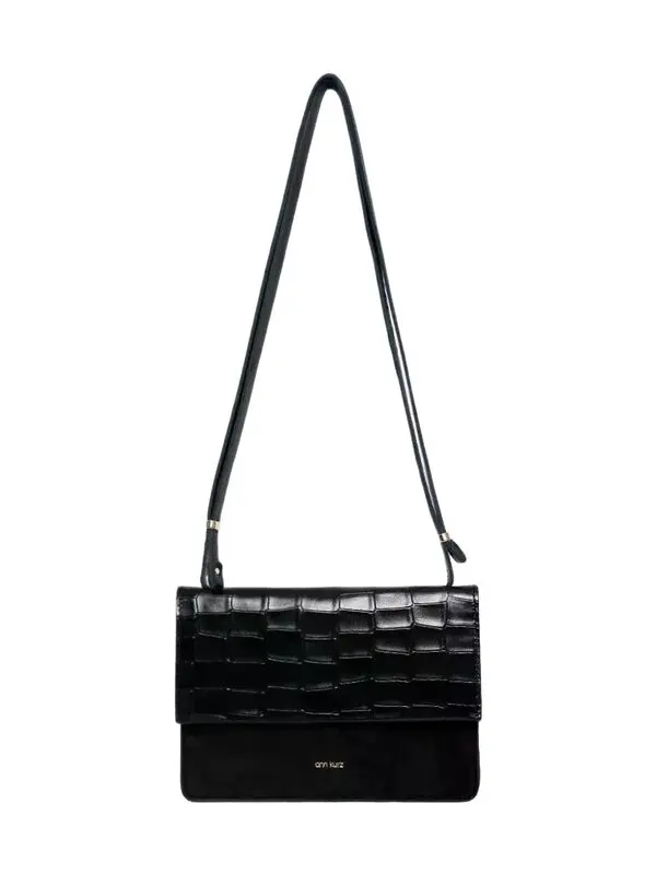 ANN KURZ Crocodile-effect Leather Shoulder Bag - Black