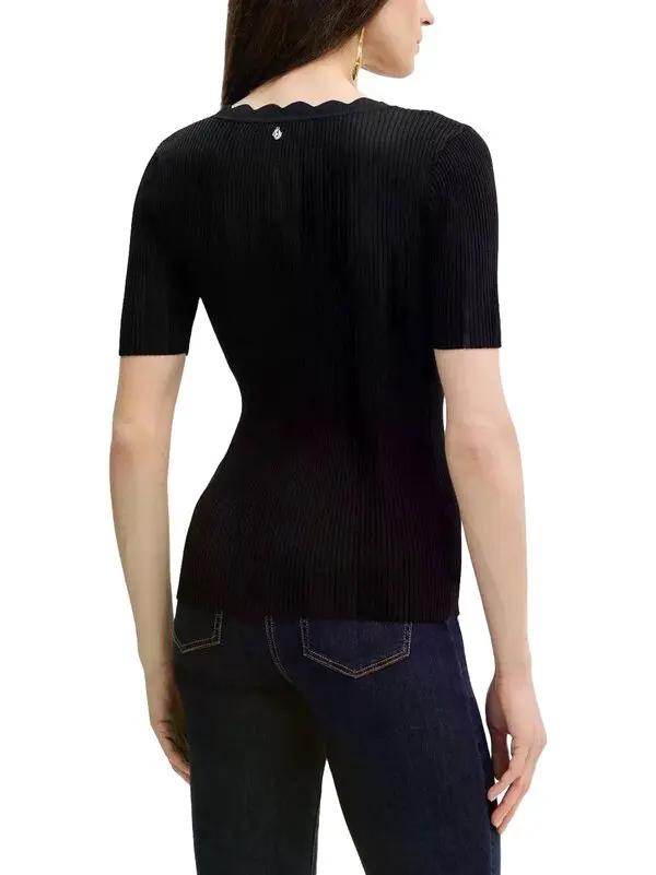 SILVIAN HEACH Ribbed-knit T-shirt - Black