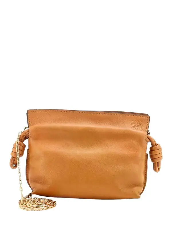 Loewe Flamenco Knot Chain Clutch Leather Nano Crossbody Bag - Brown
